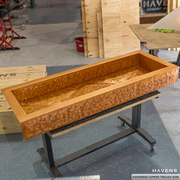 Farmhouse Trough Sink - Pure Copper - USA Made - Havens | Luxury Metals
