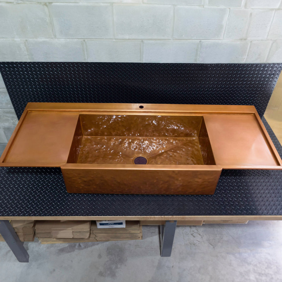 Custom Drainboard Sink - Pure Copper - USA MAde - Havens | Luxury Metals