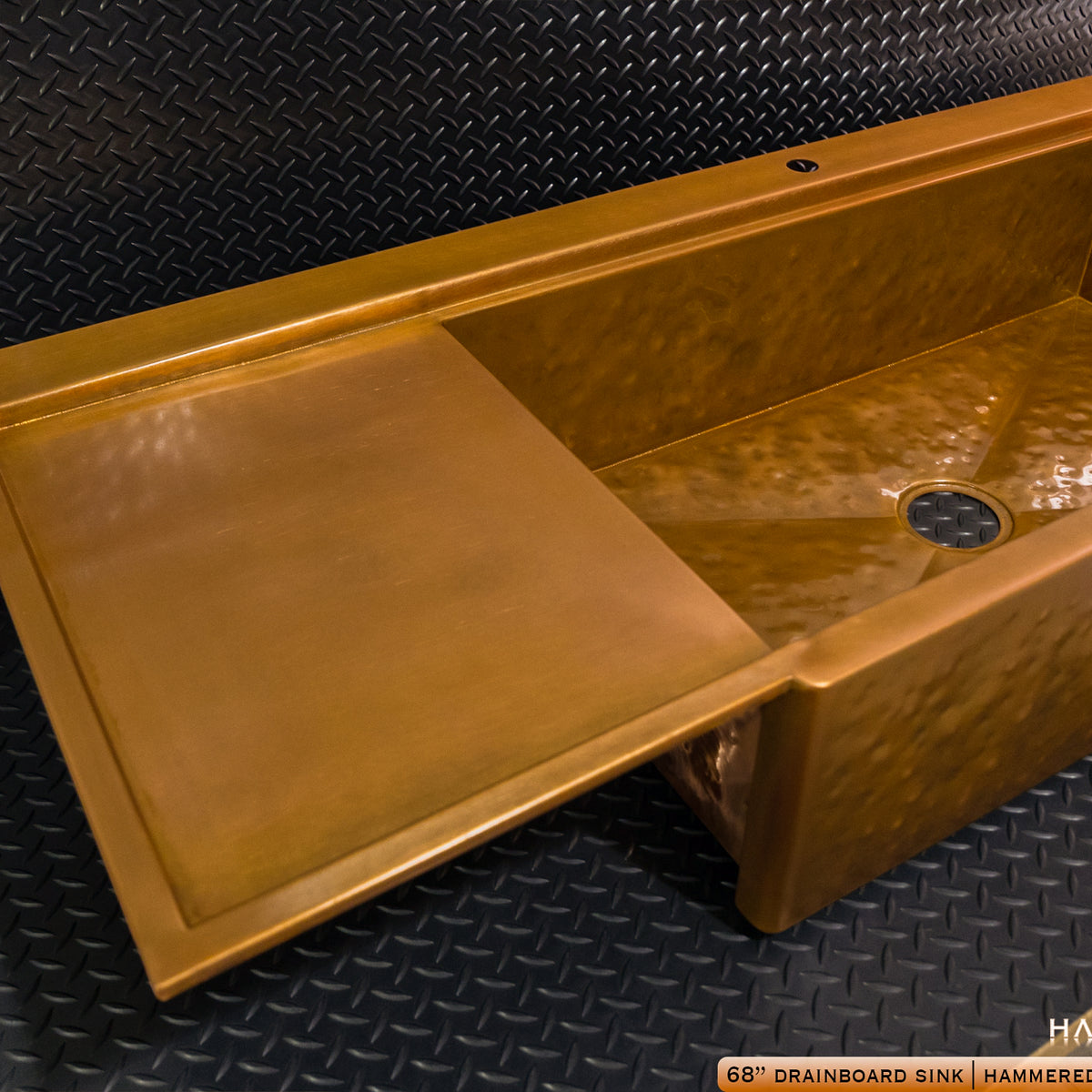 Custom Drainboard Sink - Pure Copper - USA MAde - Havens | Luxury Metals