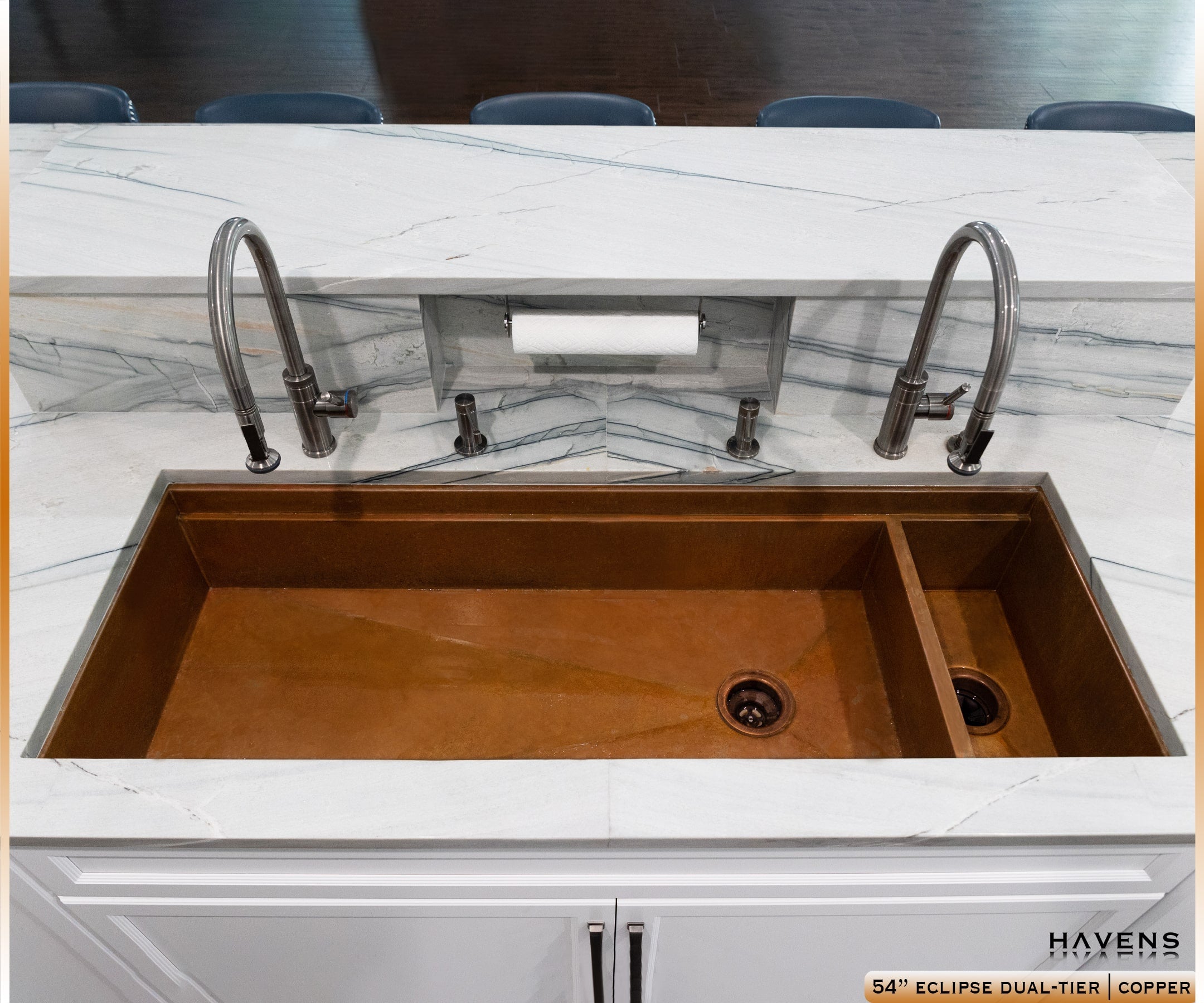 Eclipse Dual-Tier Sink - Pure USA Made Copper - Havens | Luxury Metals