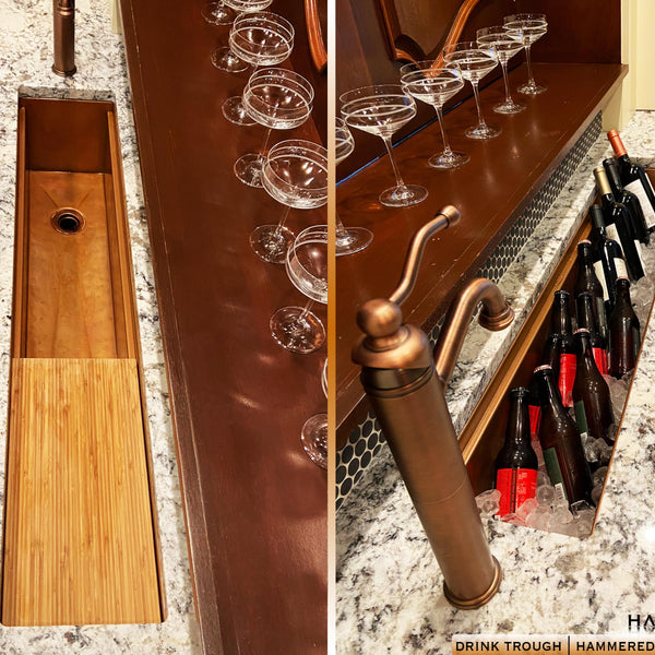 Beverage Ice Trough Sink - Pure Copper - Havens | Luxury Metals