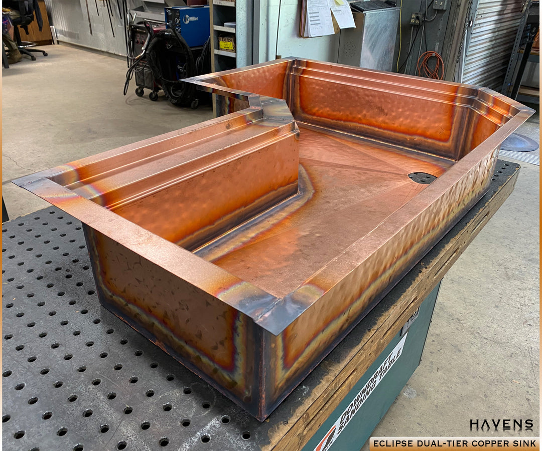 Custom Corner Sink - Pure Copper - Havens | Luxury Metals