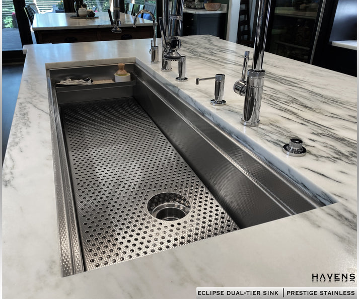 Eclipse Dual-Tier Sink - USA Made Stainless Steel - Havens | Luxury Metals