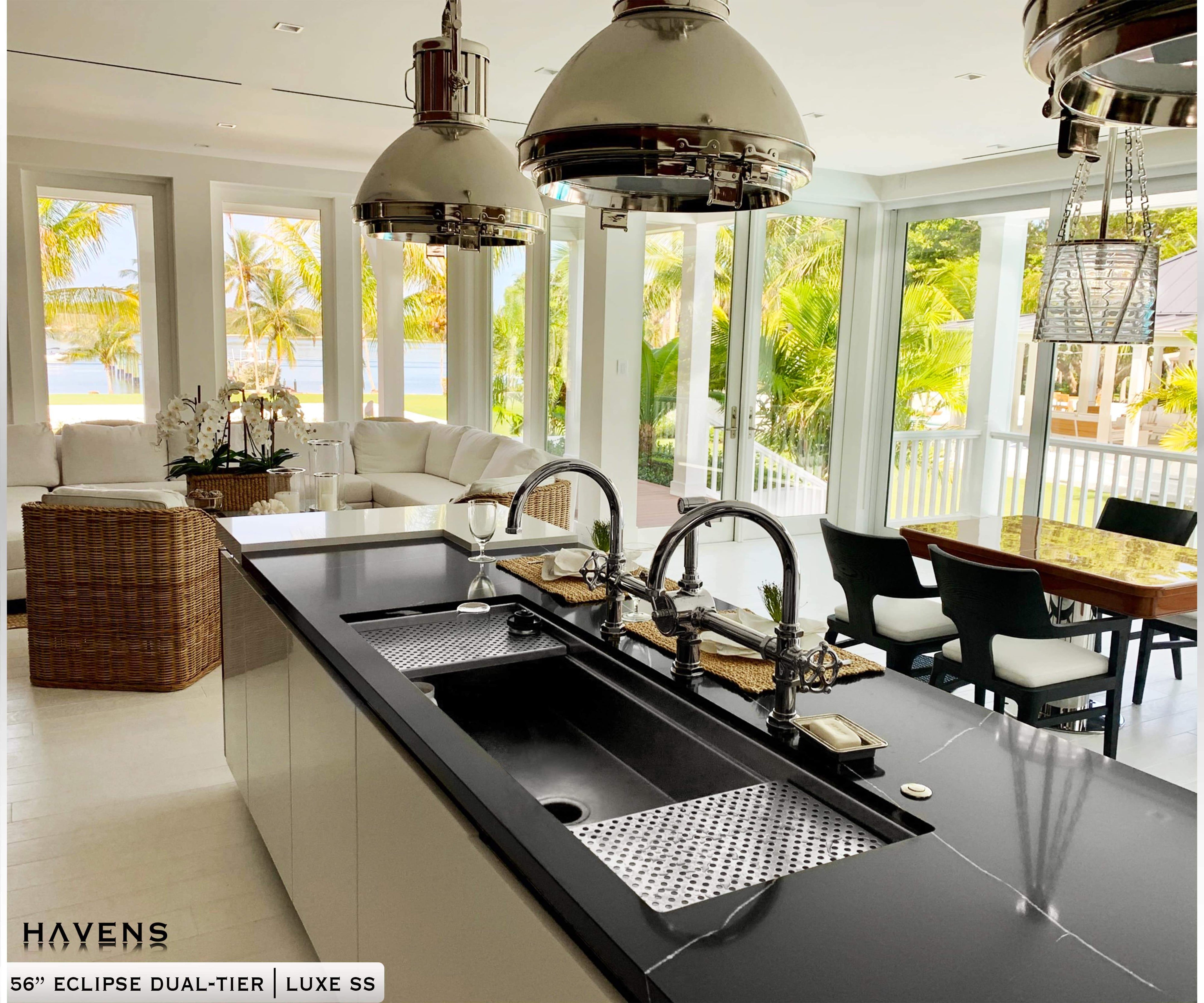 Eclipse Dual-Tier Sink - USA Made Stainless Steel - Havens | Luxury Metals
