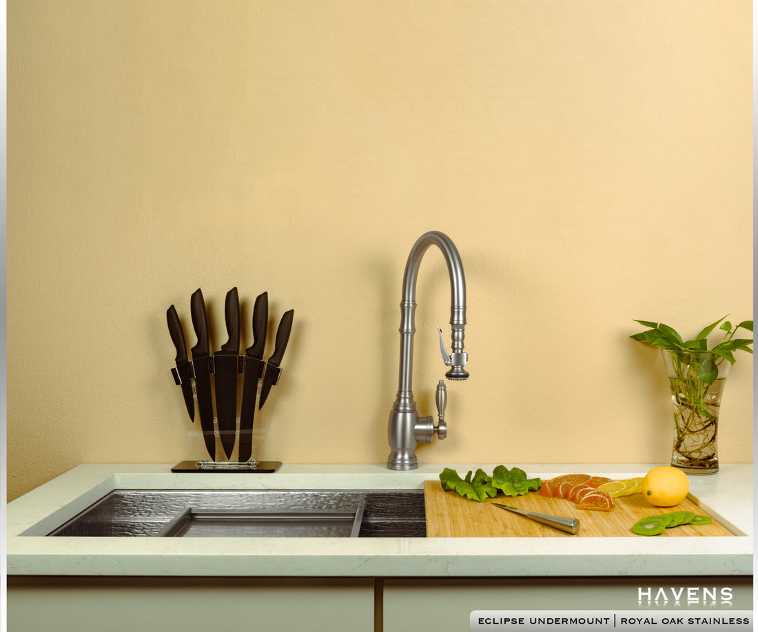 Eclipse Dual-Tier Sink - USA Made Stainless Steel - Havens | Luxury Metals