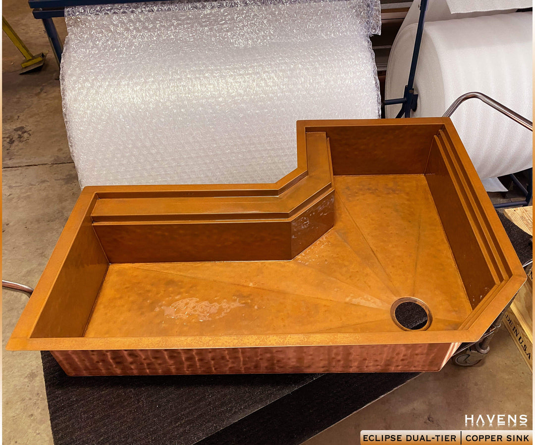 Custom Corner Sink - Pure Copper - Havens | Luxury Metals