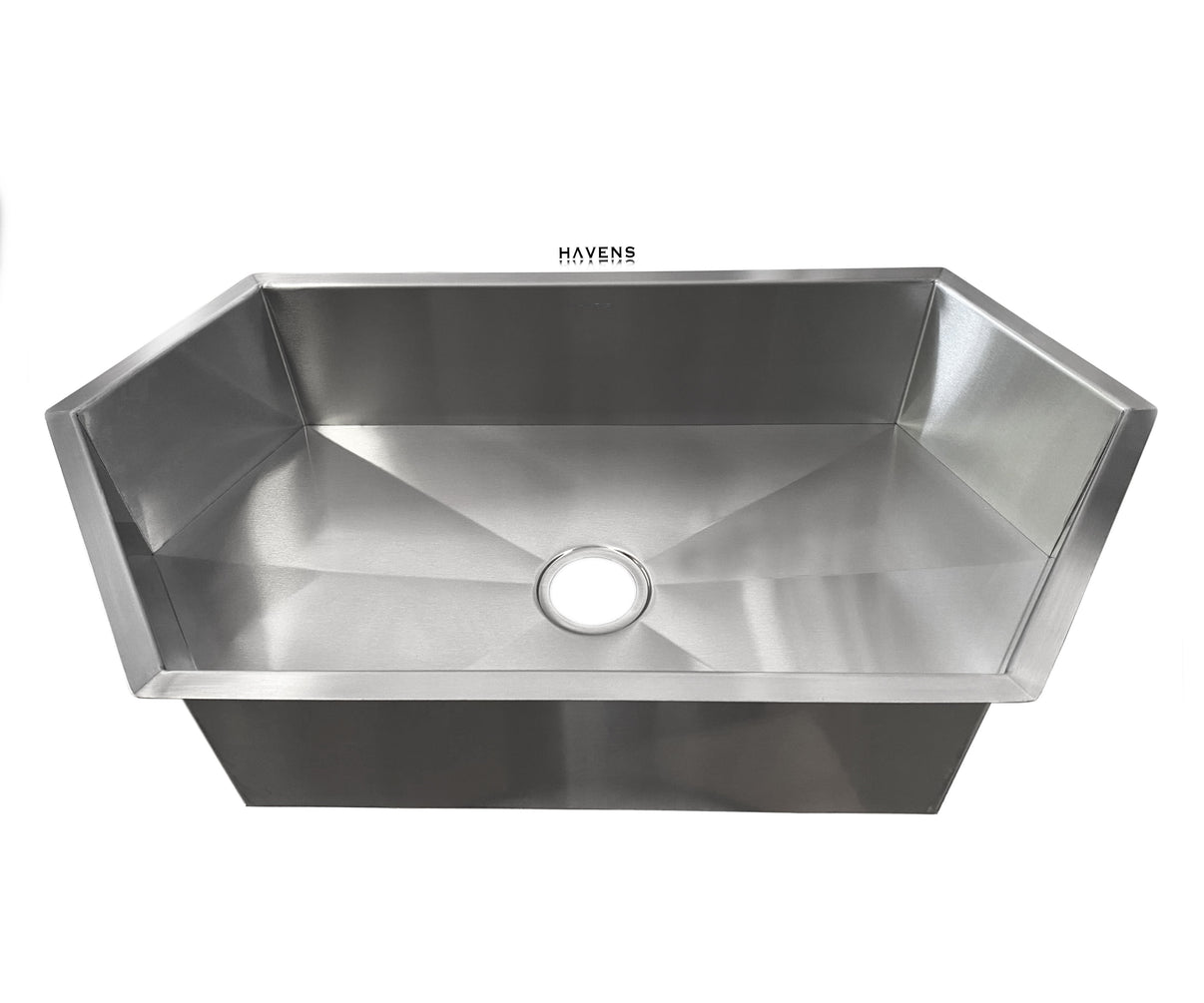 Custom Stainless Steel Corner Sink - USA Made - Havens | Luxury Metals