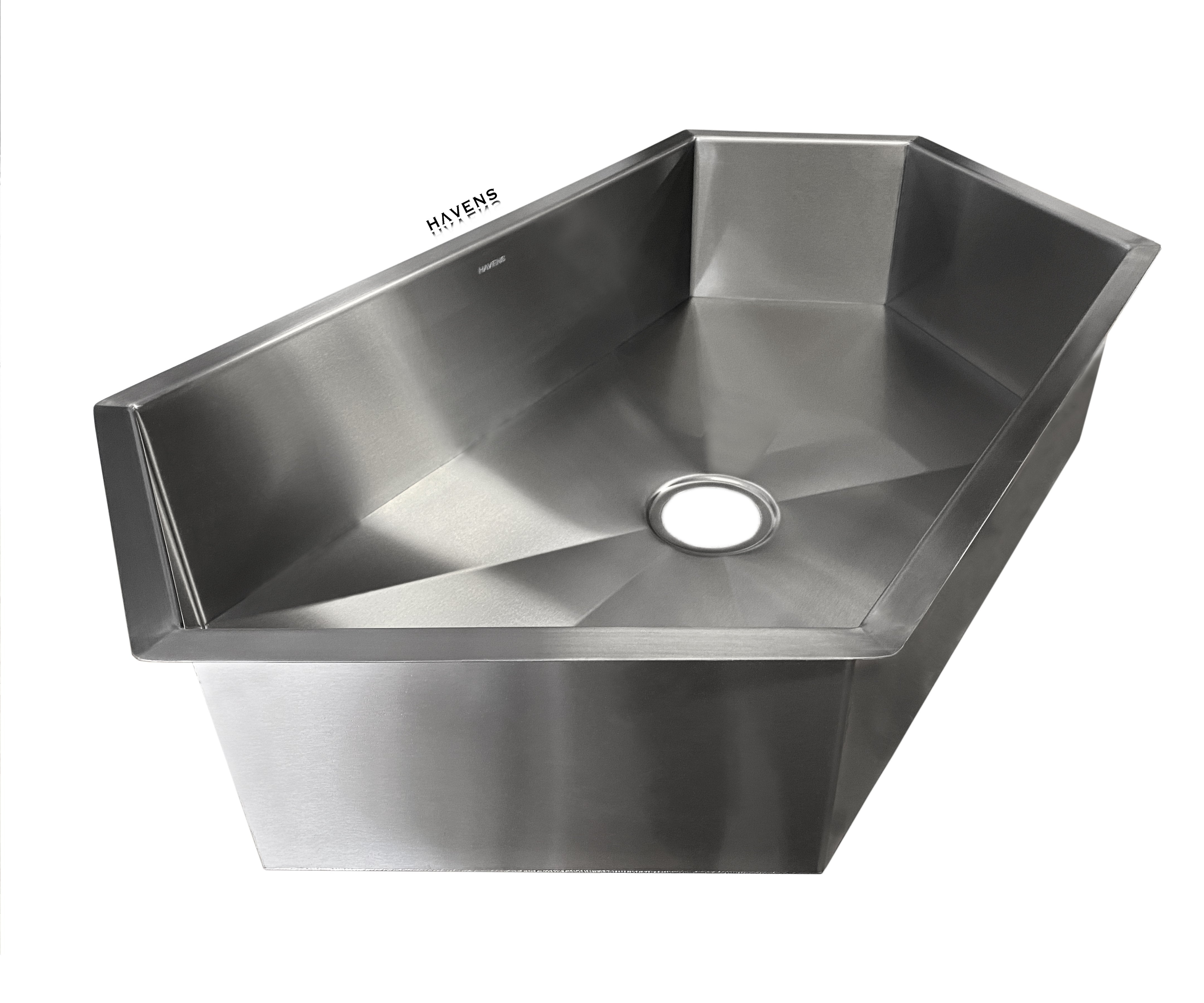Custom Corner Sink - Stainless - Havens | Luxury Metals
