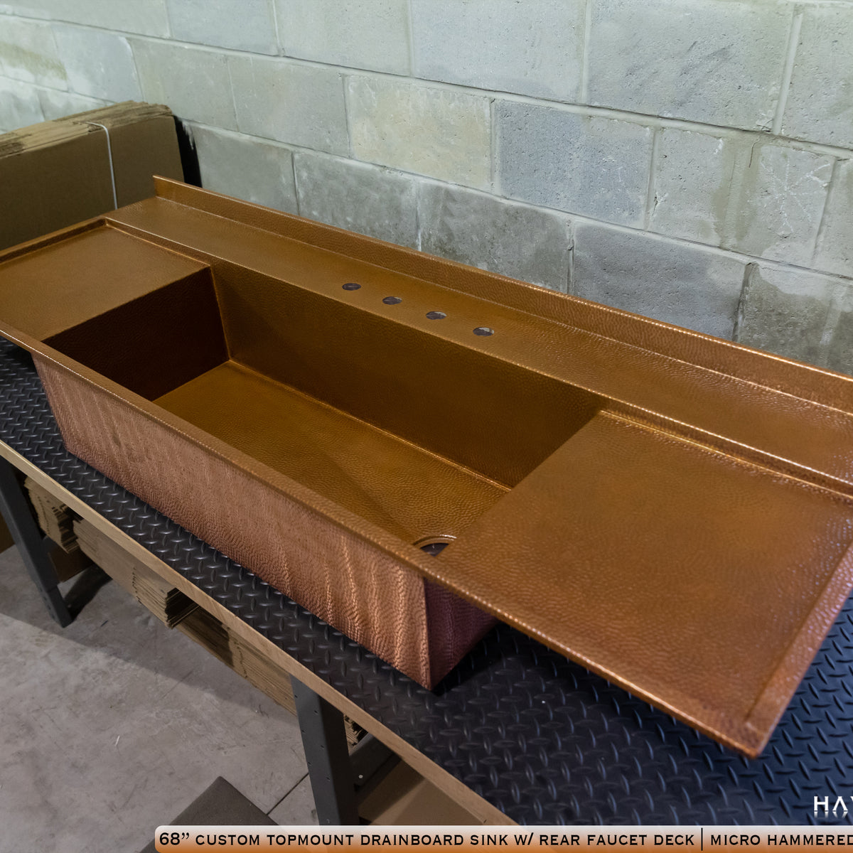 Custom Drainboard Sink - Pure Copper - USA MAde - Havens | Luxury Metals