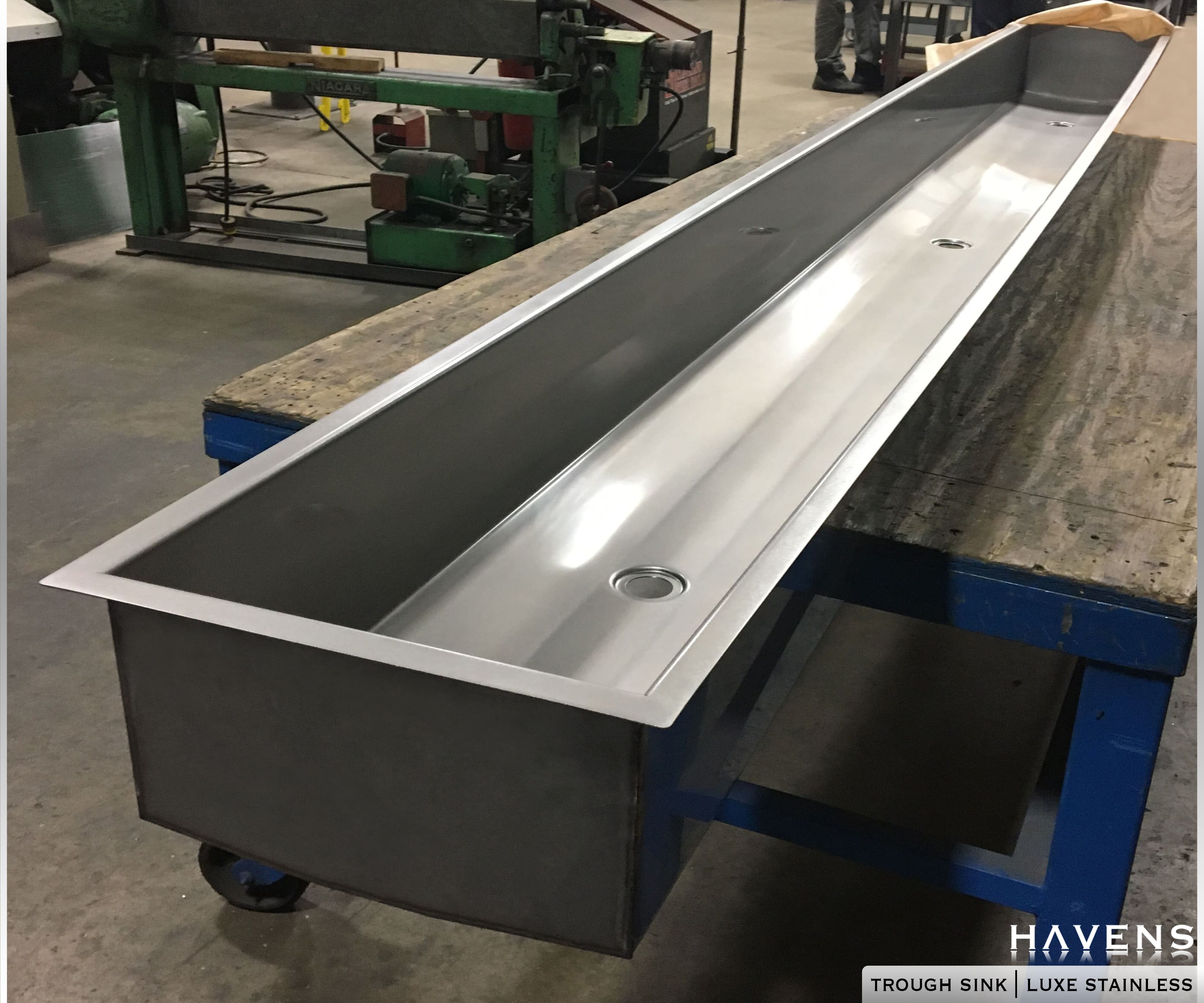 Custom Trough Sink - Custom Size - USA Stainless - Havens | Luxury Metals