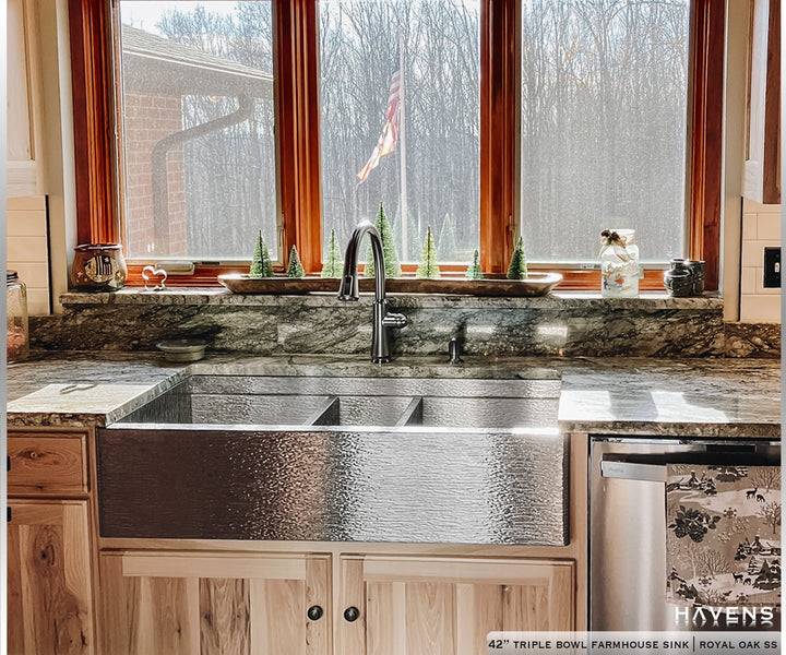 Triple Bowl Farmhouse Sink - Stainless Steel