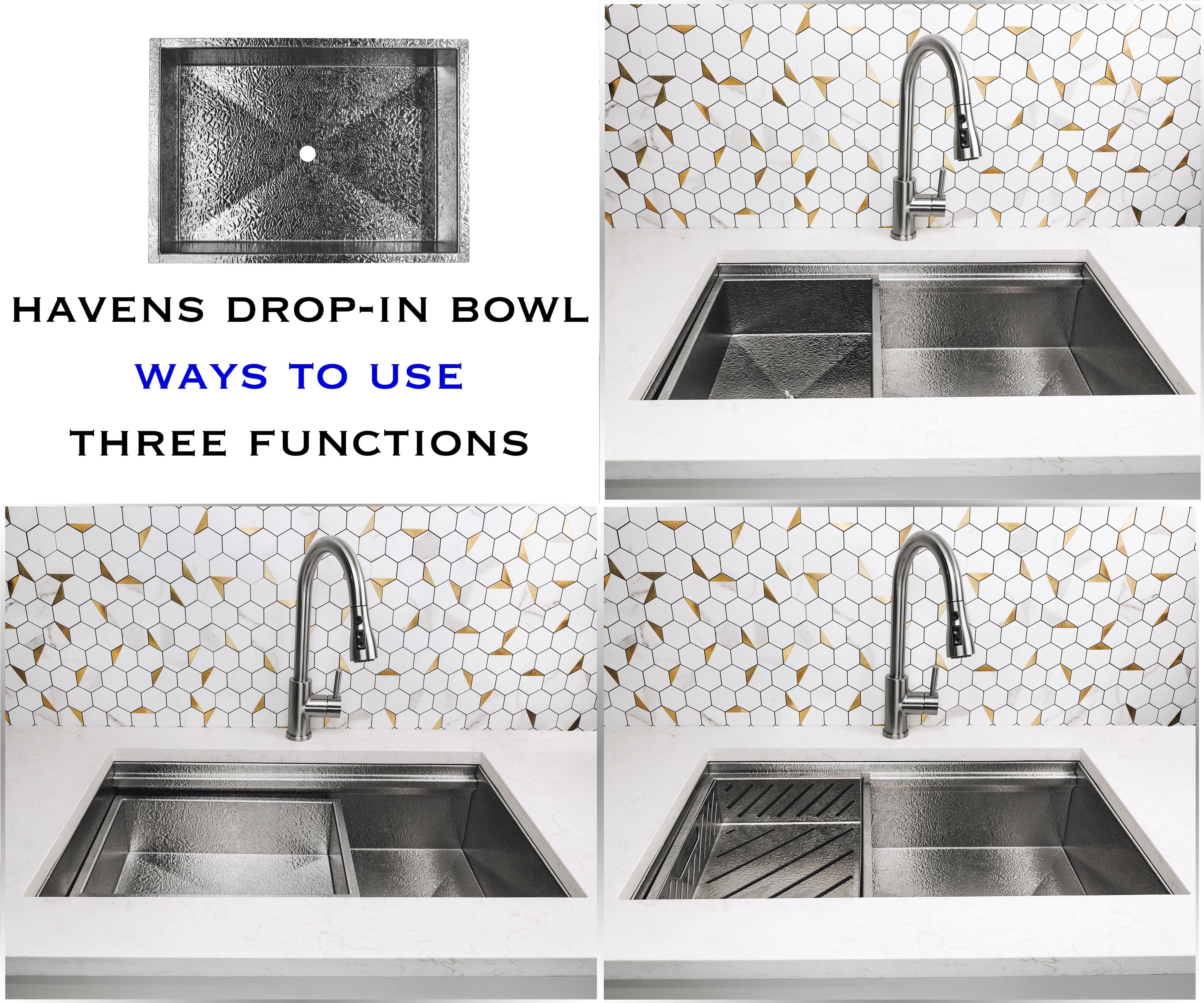 Drop In Bowl | Sink Accessory | Stainless - Havens | Luxury Metals