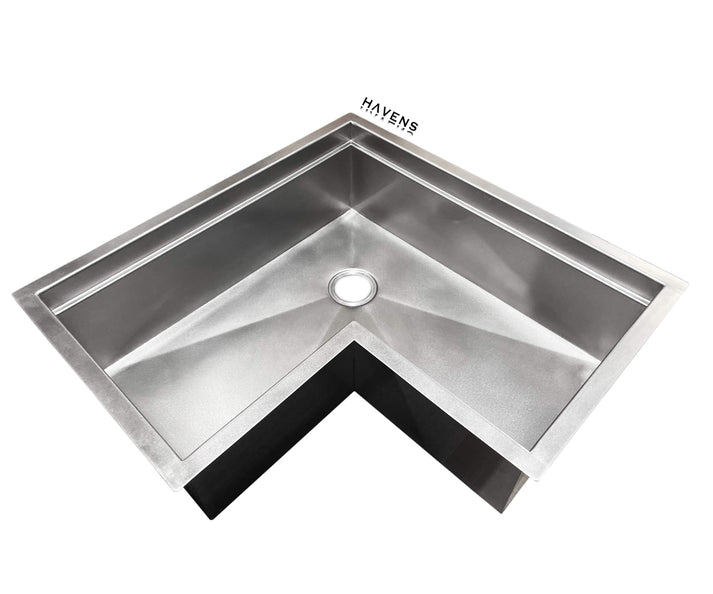 Custom Stainless Steel Corner Sink - USA Made - Havens | Luxury Metals