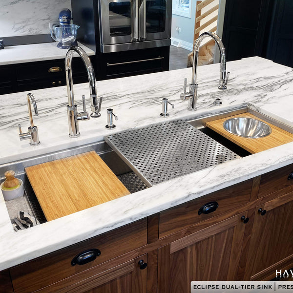 Eclipse Dual-Tier Sink - USA Made Stainless Steel - Havens | Luxury Metals
