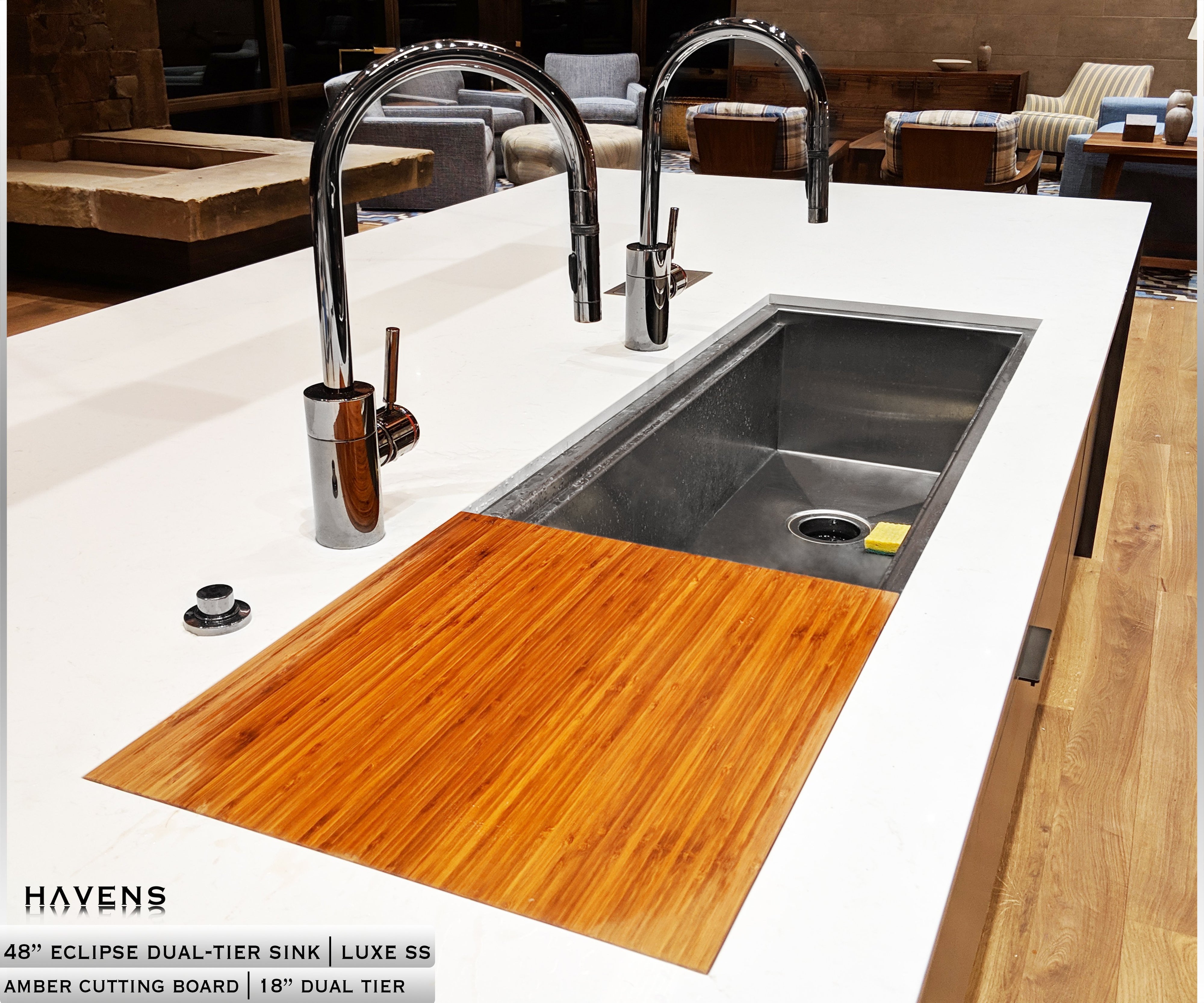 Eclipse Dual-Tier Sink - USA Made Stainless Steel - Havens | Luxury Metals