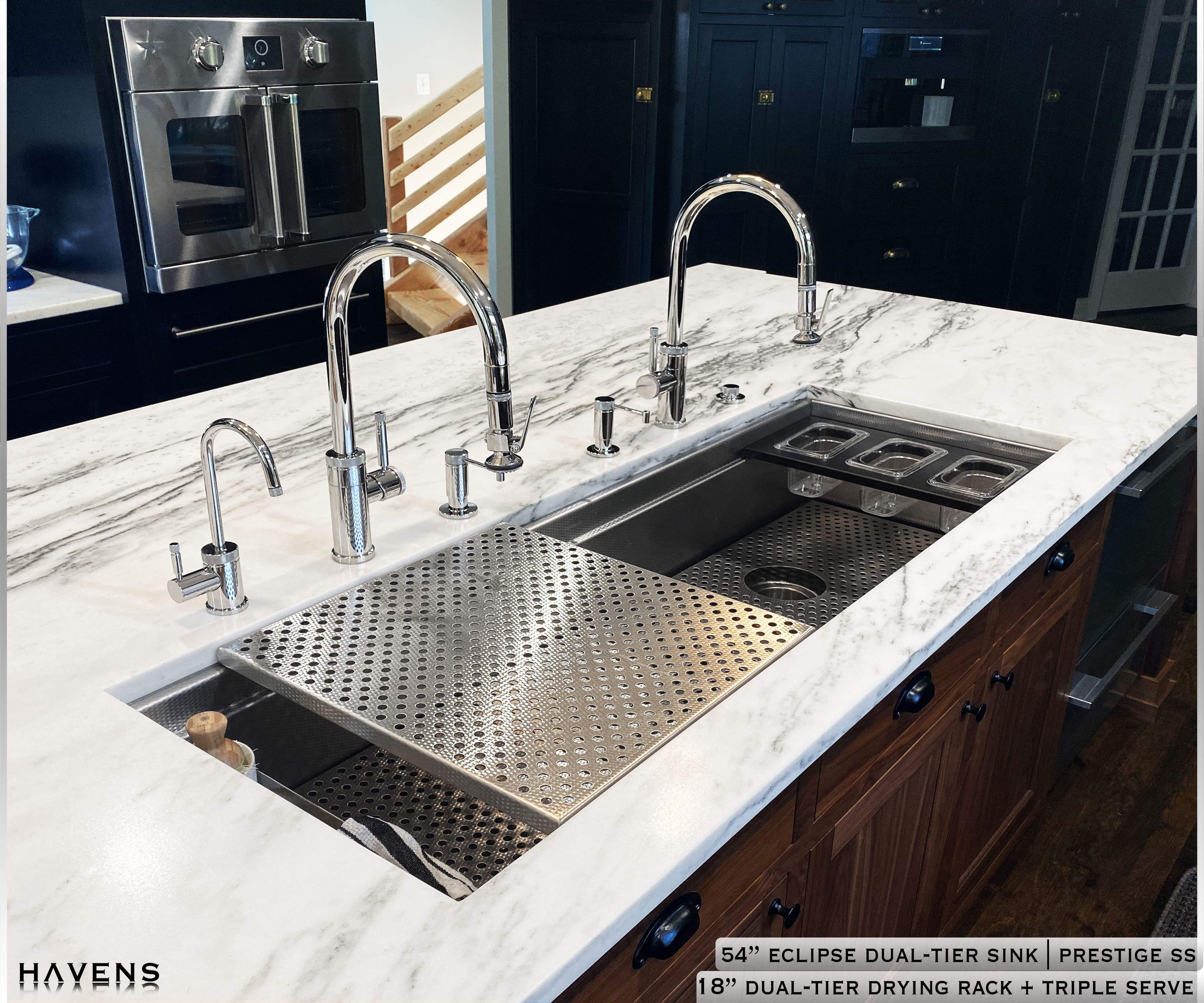 Eclipse Dual-Tier Sink - USA Made Stainless Steel - Havens | Luxury Metals