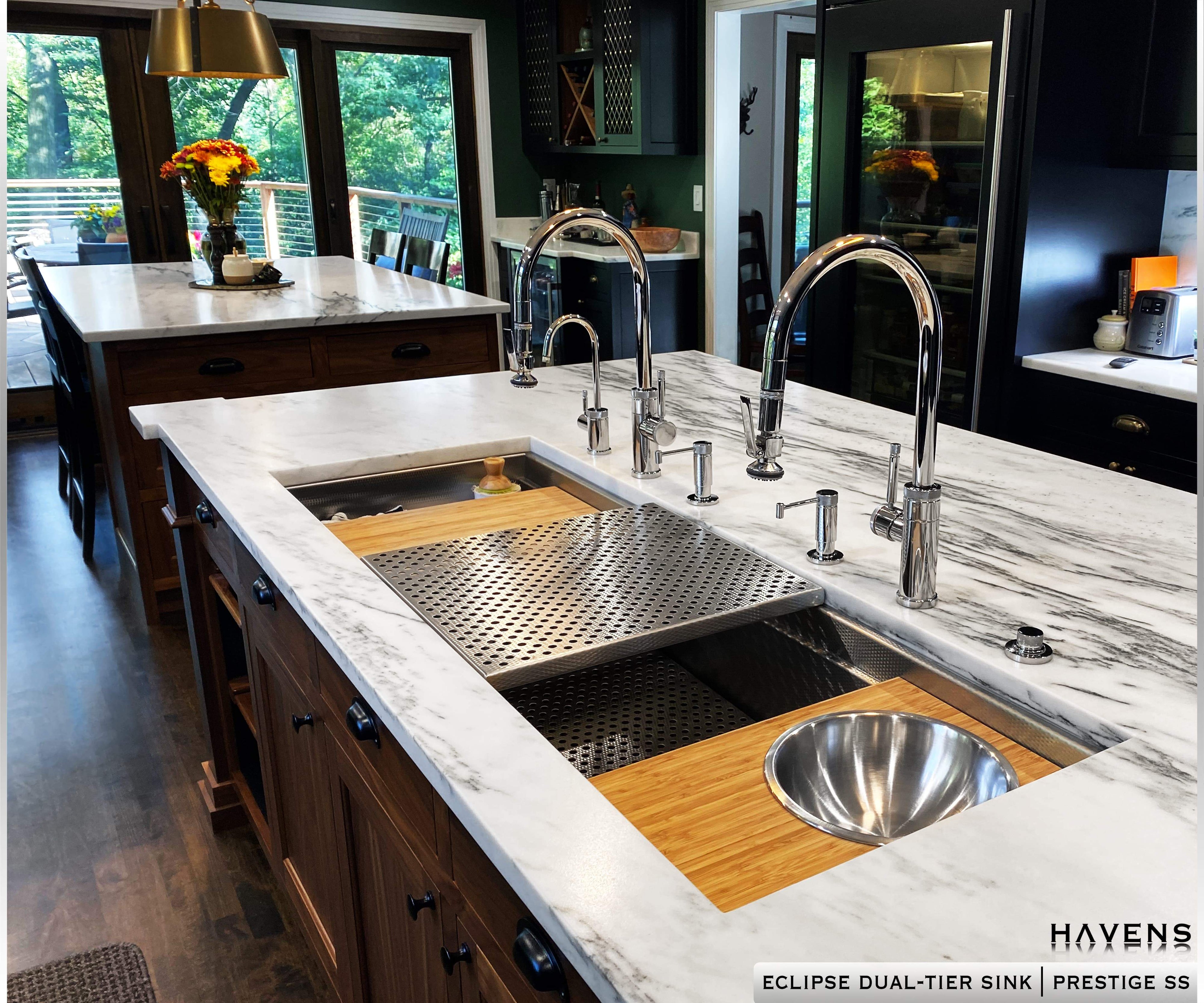 Eclipse Dual-Tier Sink - USA Made Stainless Steel - Havens | Luxury Metals